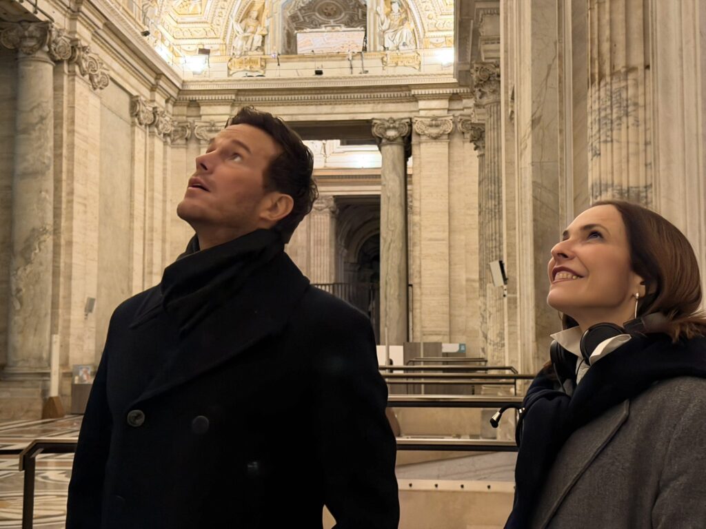 Chris Pratt with the Pope, and St. Peter in documentary film